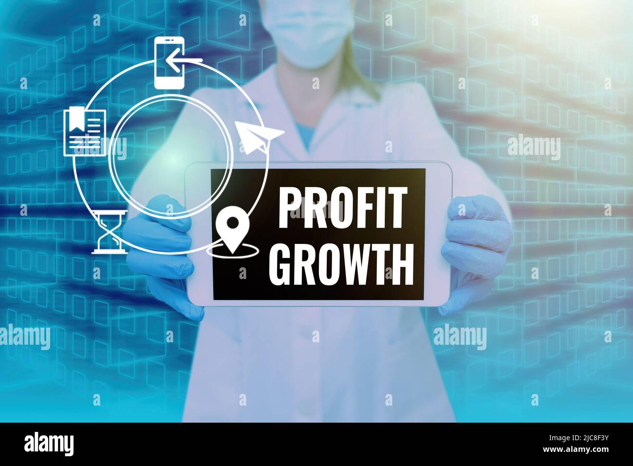 Hand writing sign Profit Growth. Business idea Objectives Interrelation ...