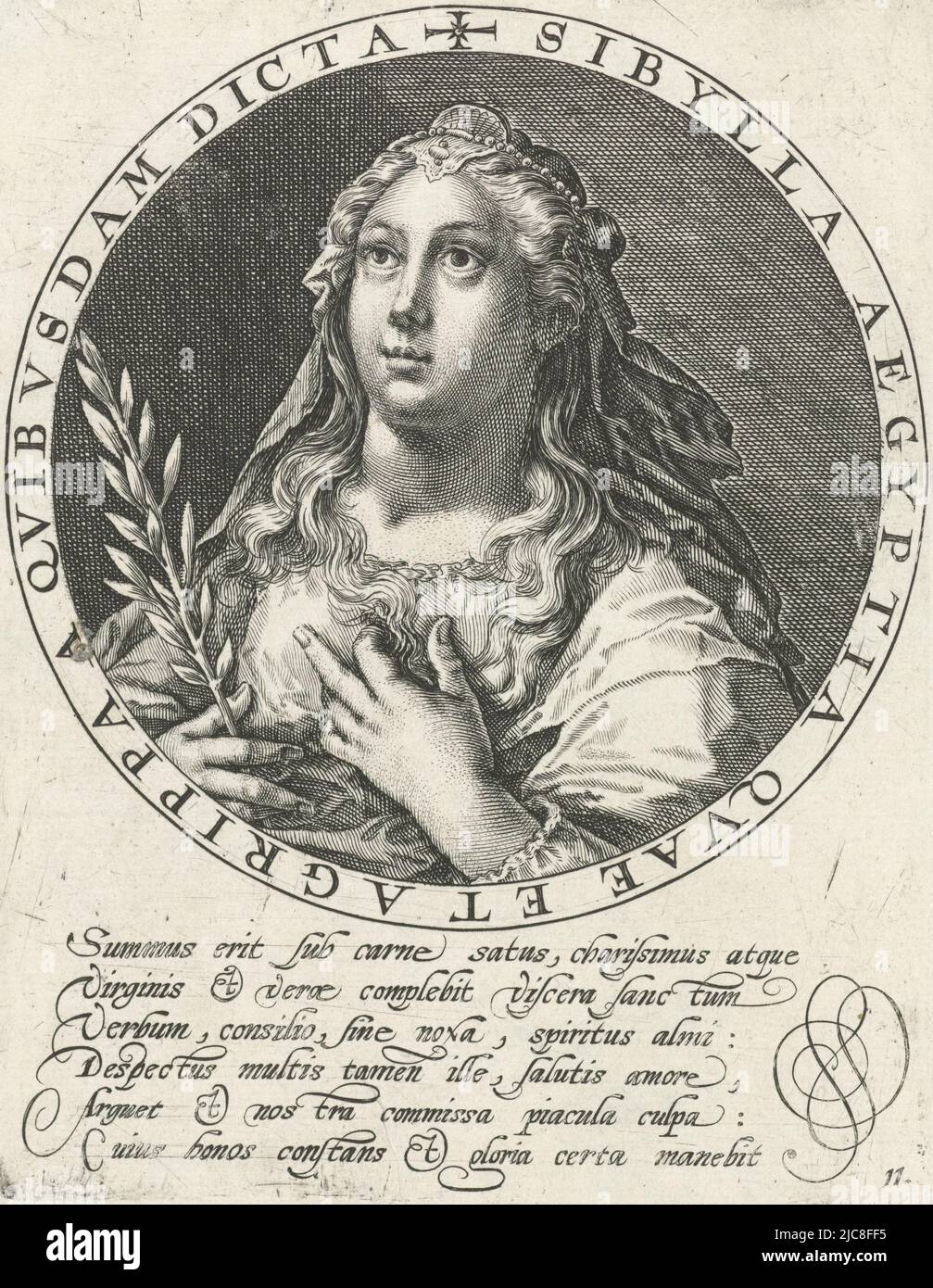 Bust of the Egyptian Sibyl. In her right hand she holds an olive branch ...
