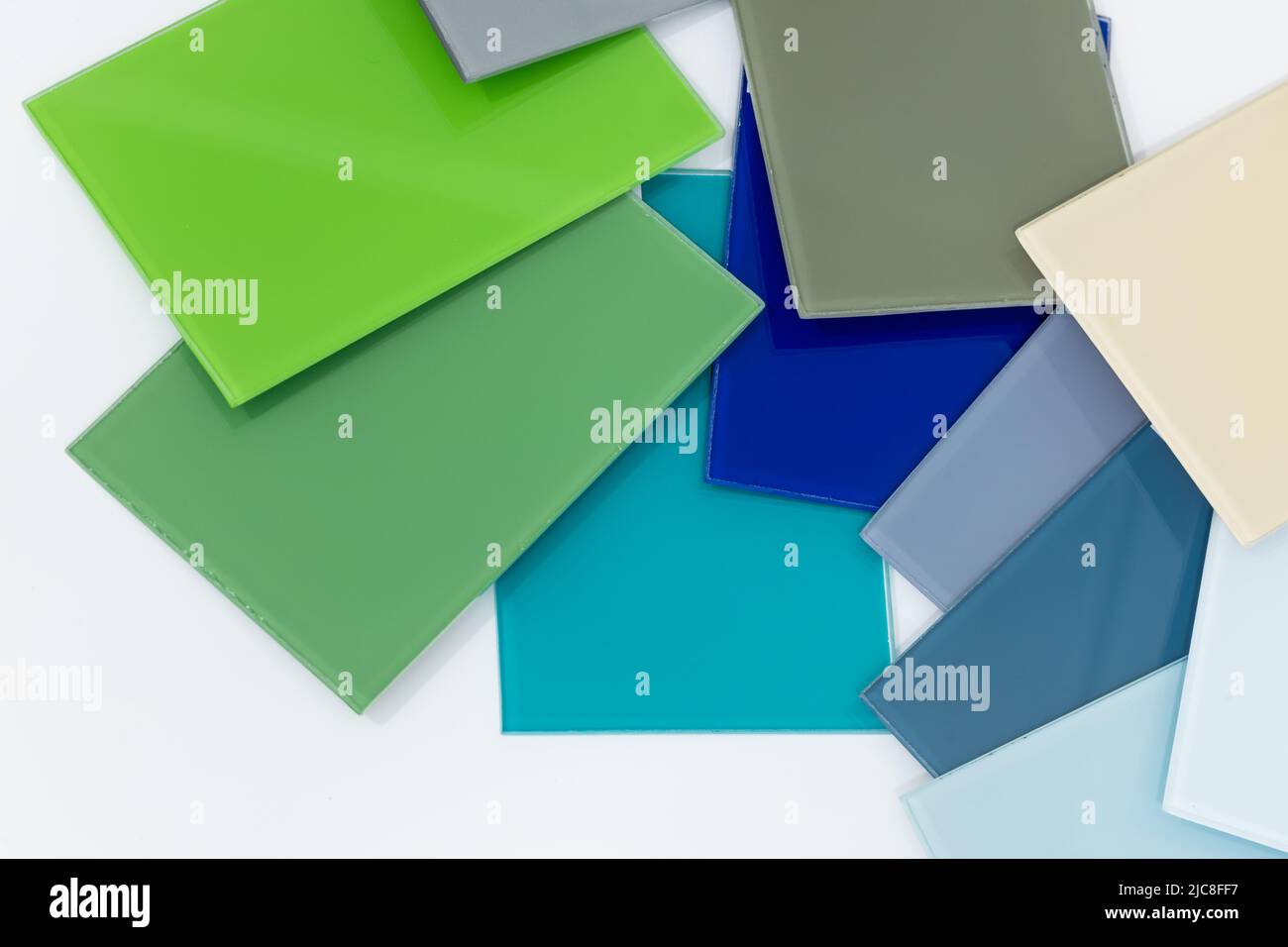 Colored glass samples, Cold colors palette, interior design, decorative ...