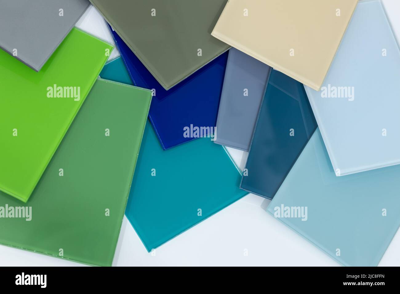 Colored glass samples, Cold colors palette, interior design, decorative ...