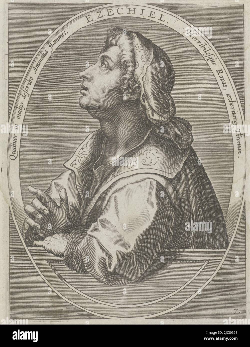 The prophet Ezekiel, in oval with Latin edge lettering, Ezekiel Icones ...