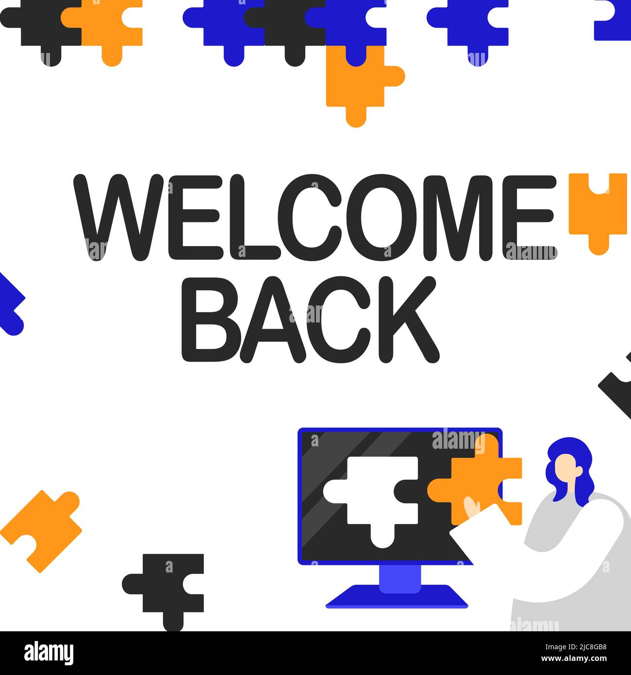 Conceptual caption Welcome Back. Concept meaning Warm Greetings Arrived ...