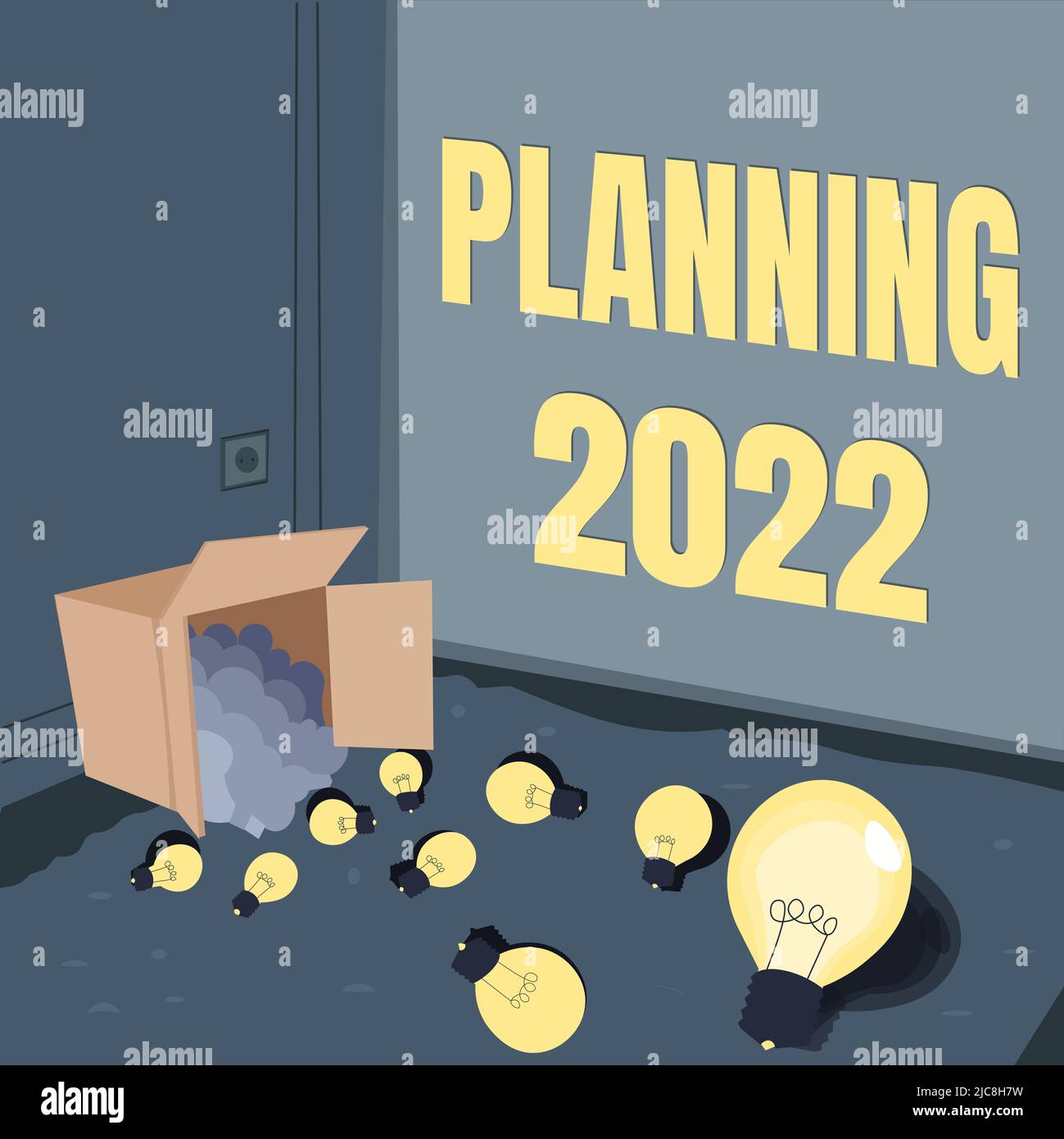 Sign displaying Planning 2022. Business showcase Begin with end in the ...