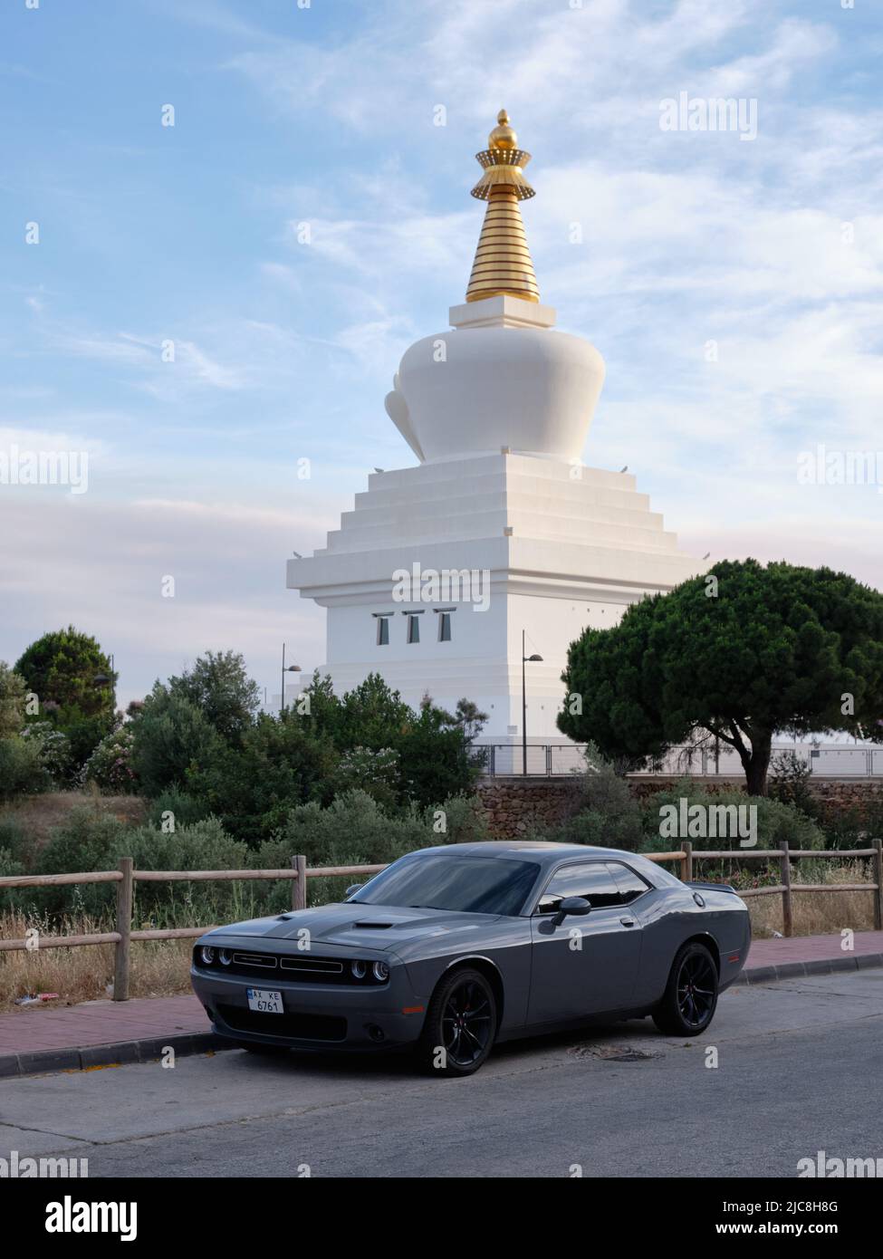 Ukrainian Dodge Challenger with buddhist temple in the background ...