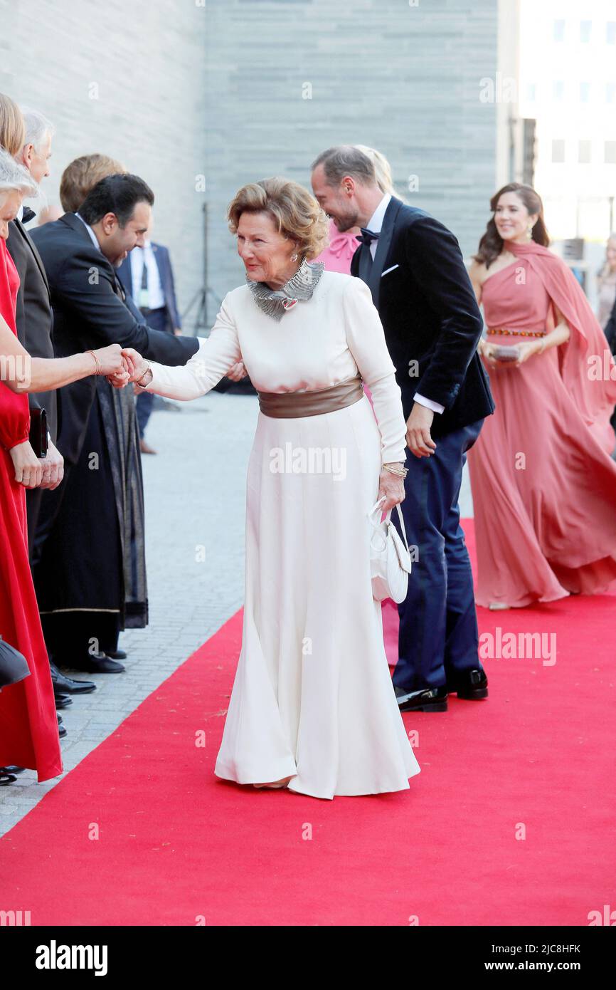 Oslo, Norway. 11th June, 2022. Queen Sonja, Crown Prince Haakon and Crown Princess Mary of ...