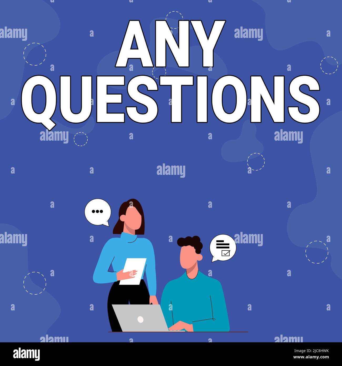 Hand writing sign Any Questions. Word Written on Clueless Blank face ...