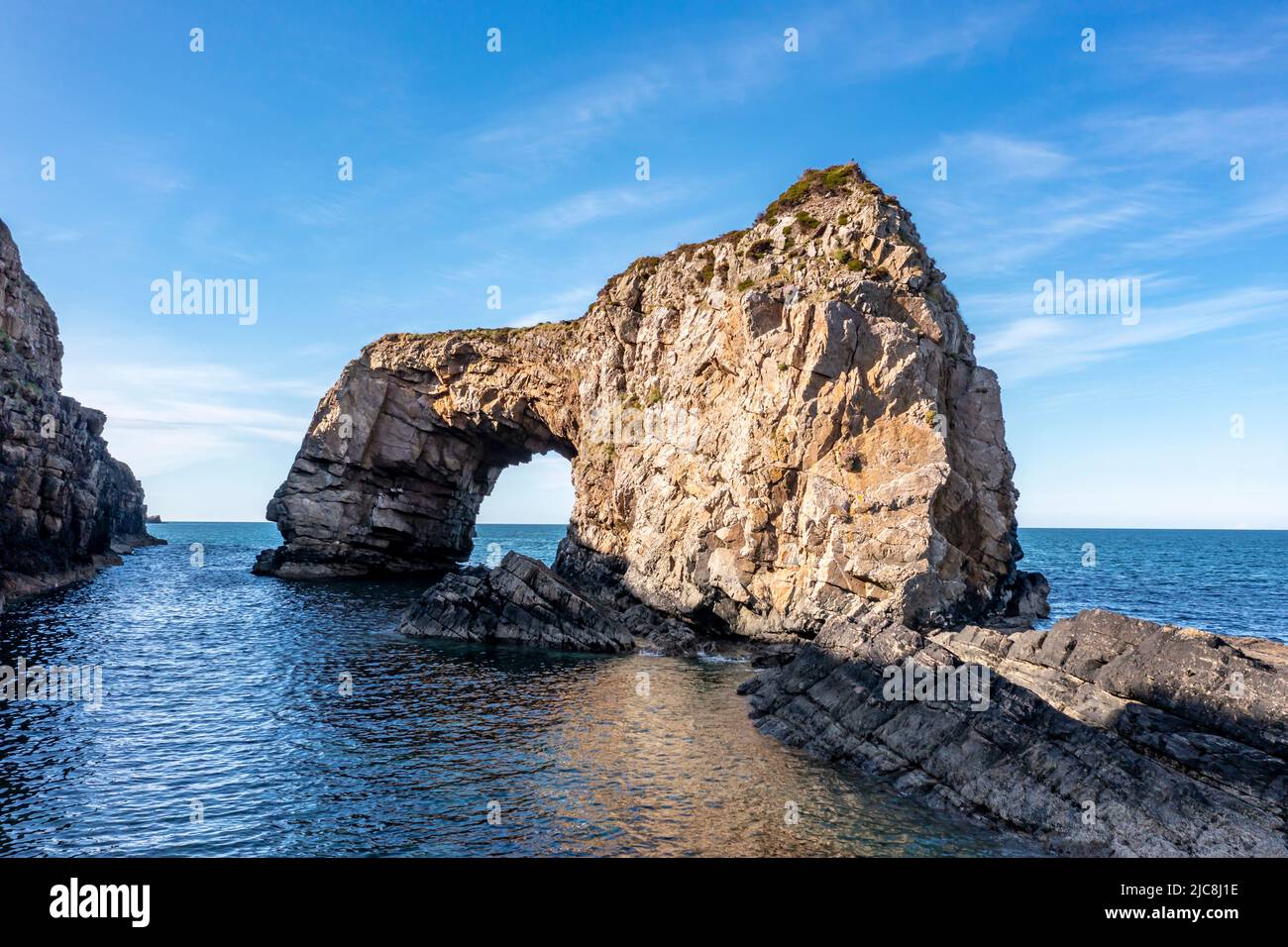 Aerial view of the Great Pollet Sea Arch, Fanad Peninsula, County Donegal, Ireland Stock Photo ...
