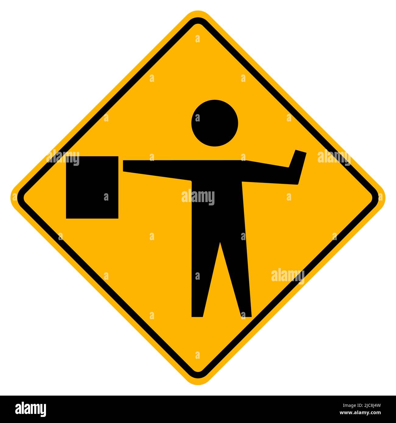Flaggers In Road Ahead Warning Traffic Symbol Sign Isolate on White ...