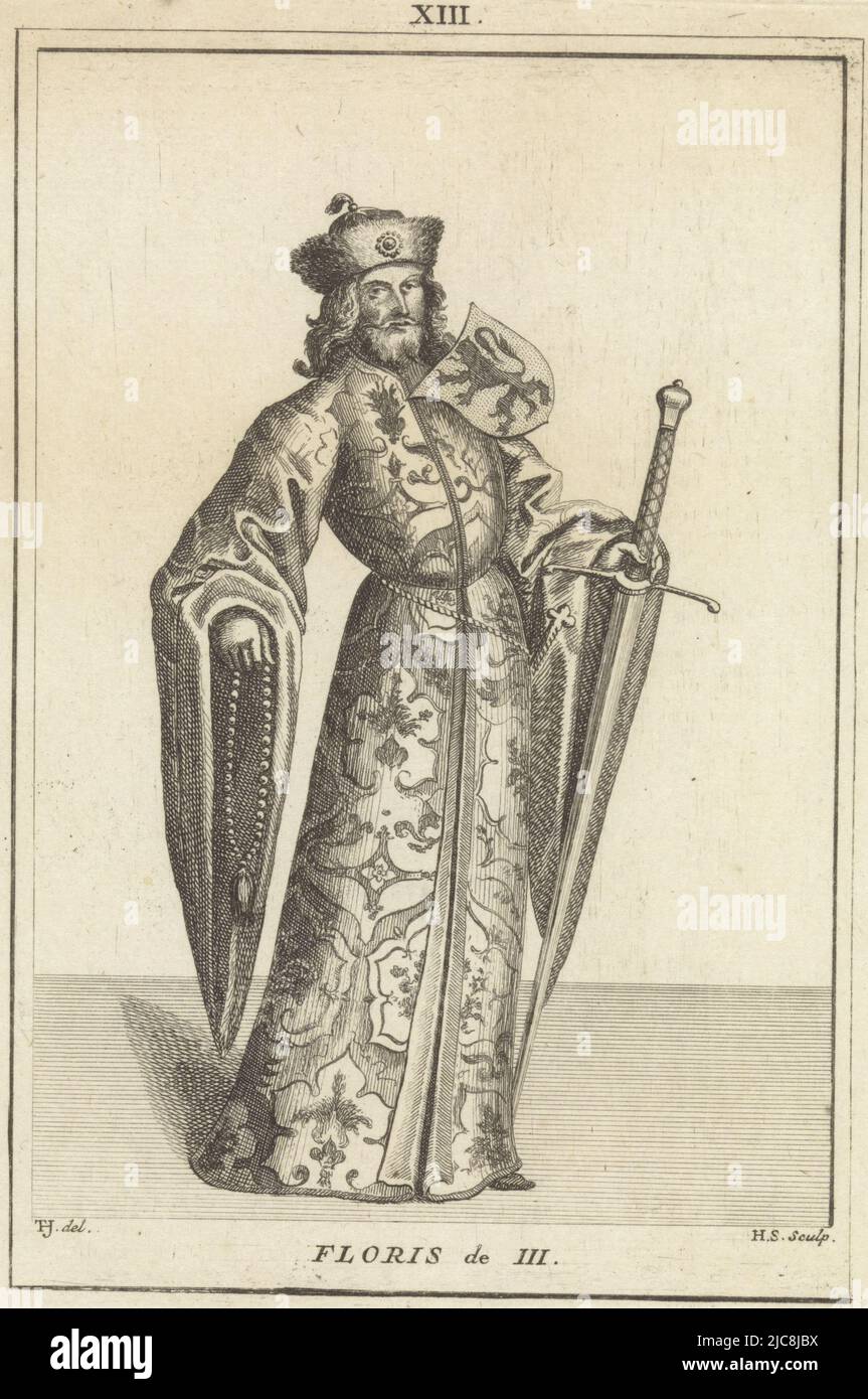 Portrait of Floris III, Count of Holland, standing to the right in ...