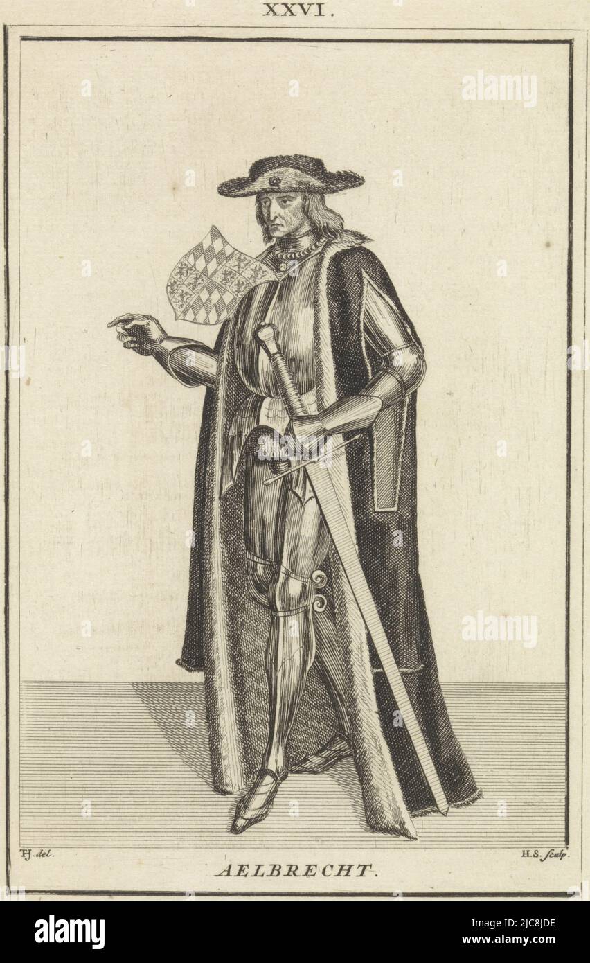 Portrait of Albrecht of Bavaria, Count of Holland and Hainaut, standing ...