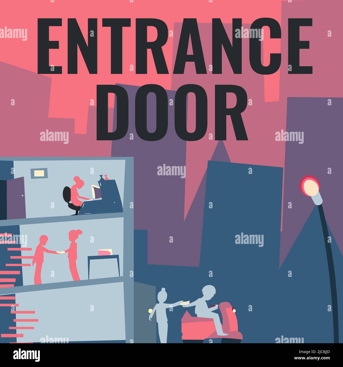 Handwriting text Entrance Door. Internet Concept Way in Doorway Gate ...