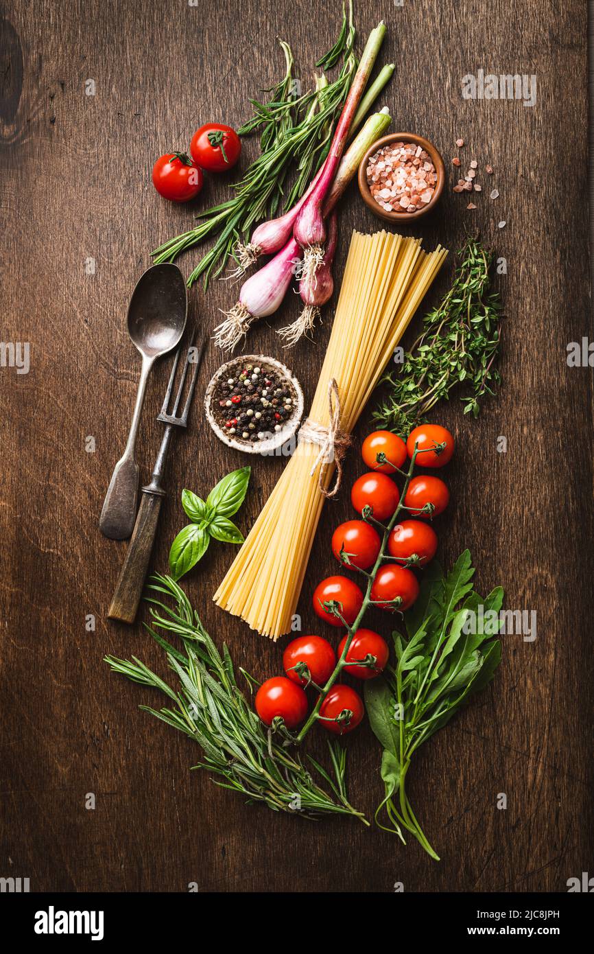 Food background, Italian cuisine ingredients Stock Photo - Alamy