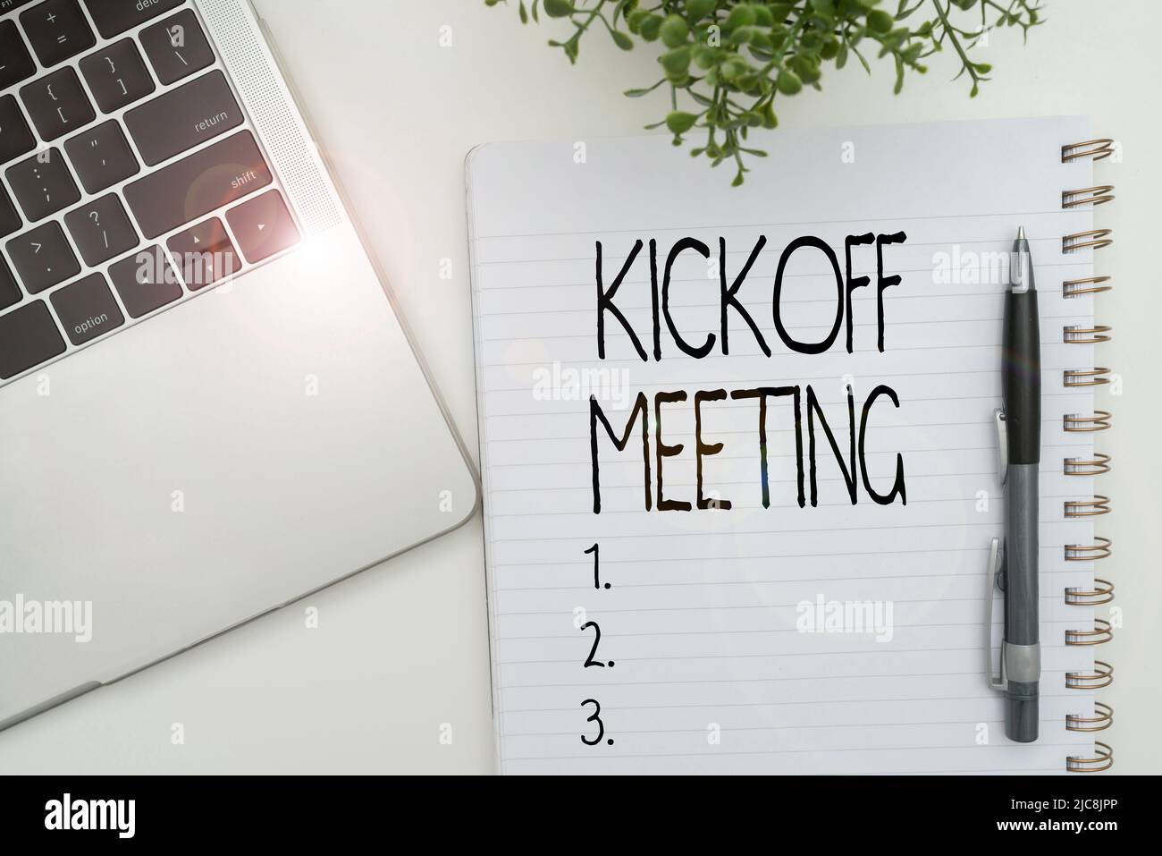 Text caption presenting Kickoff Meeting. Word for Special discussion on ...