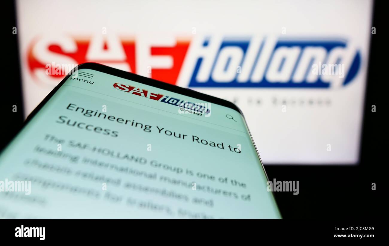 Mobile phone with website of German automotive company SAF-Holland SE ...