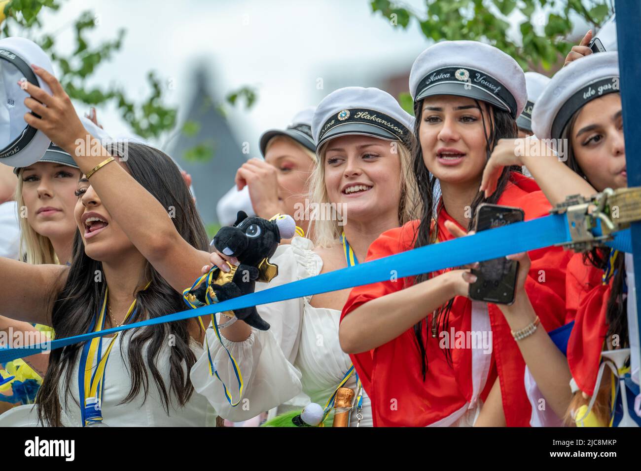 Graduation day from gymnasium in the city center of Norrkoping ...