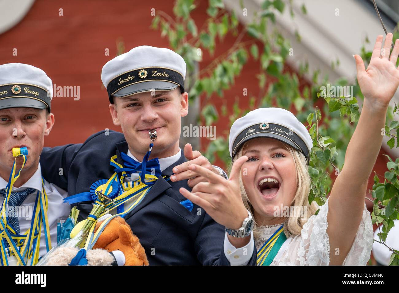 Graduation day from gymnasium in the city center of Norrkoping ...