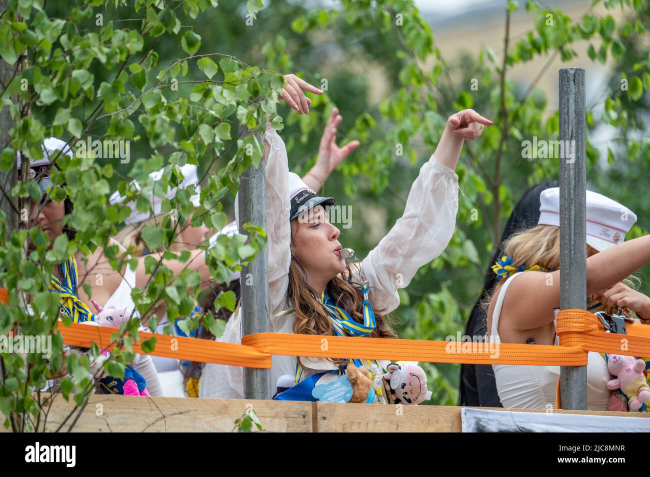 Graduation day from gymnasium in the city center of Norrkoping ...