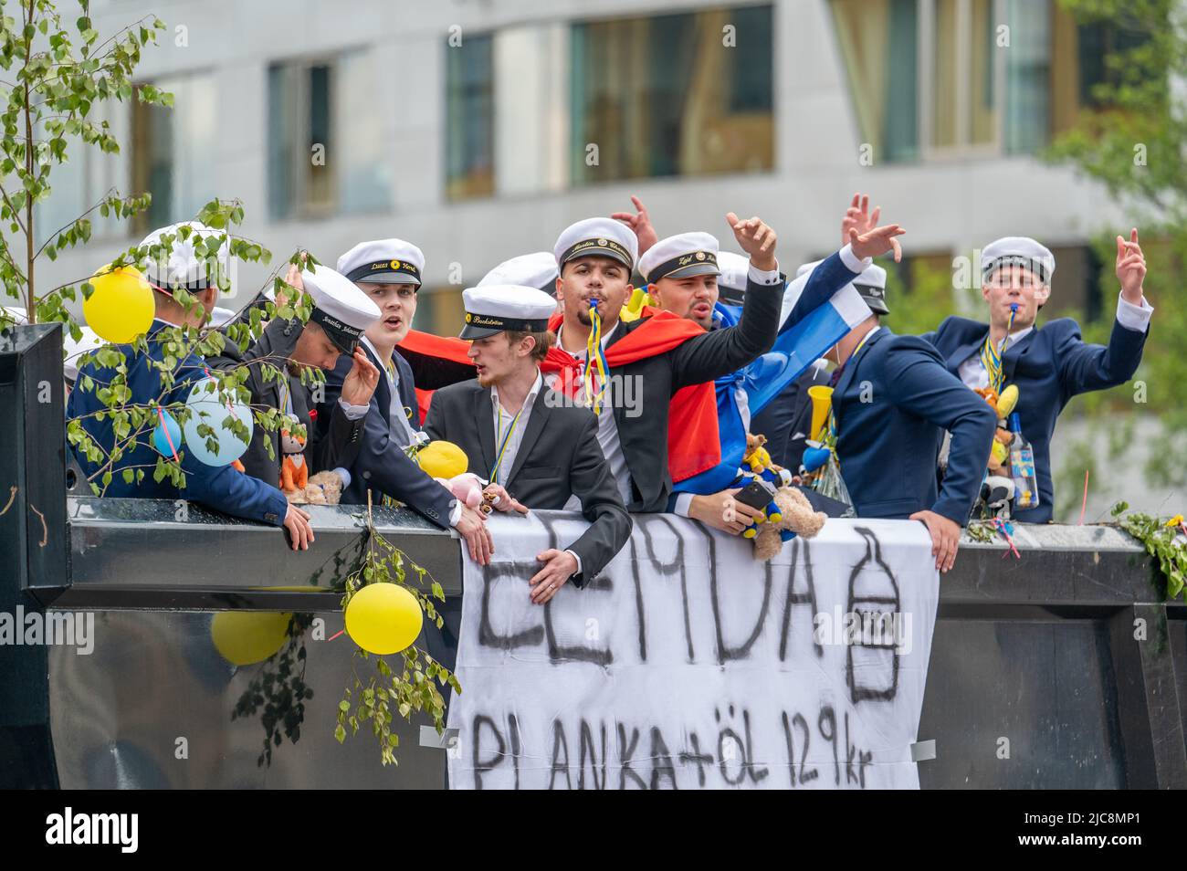 Graduation day from gymnasium in the city center of Norrkoping ...