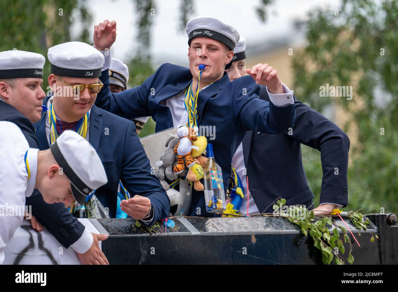 Graduation day from gymnasium in the city center of Norrkoping ...