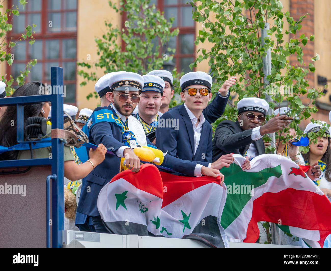 Graduation day from gymnasium in the city center of Norrkoping ...