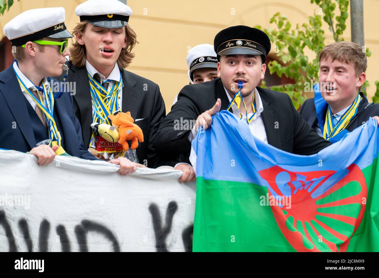 Graduation day from gymnasium in the city center of Norrkoping ...