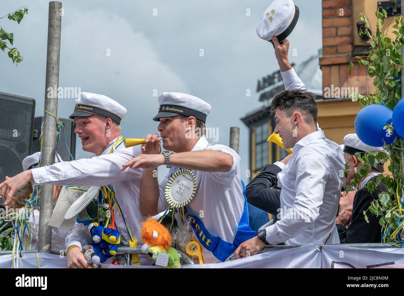 Graduation day from gymnasium in the city center of Norrkoping ...