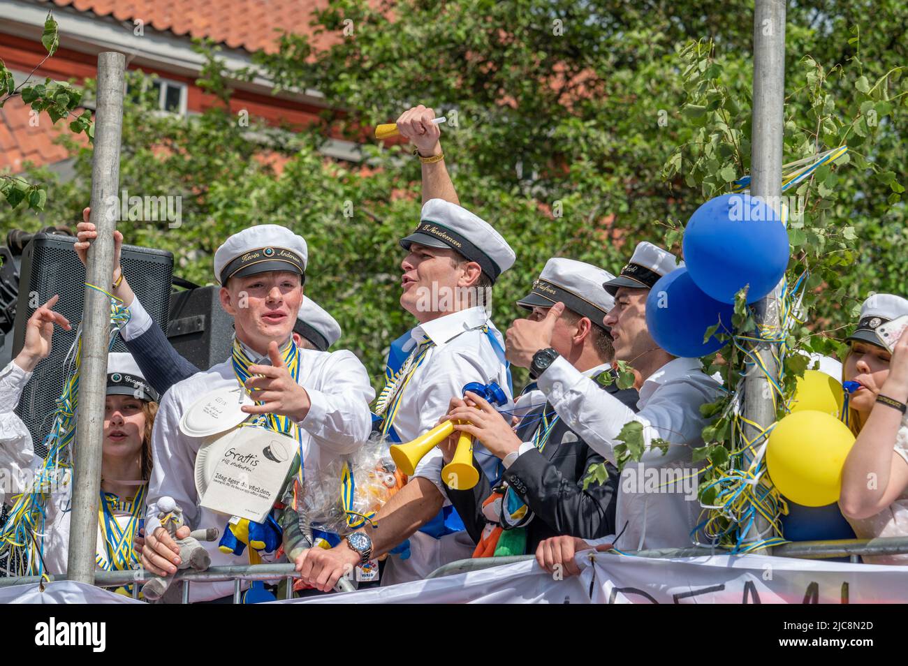 Graduation day from gymnasium in the city center of Norrkoping ...