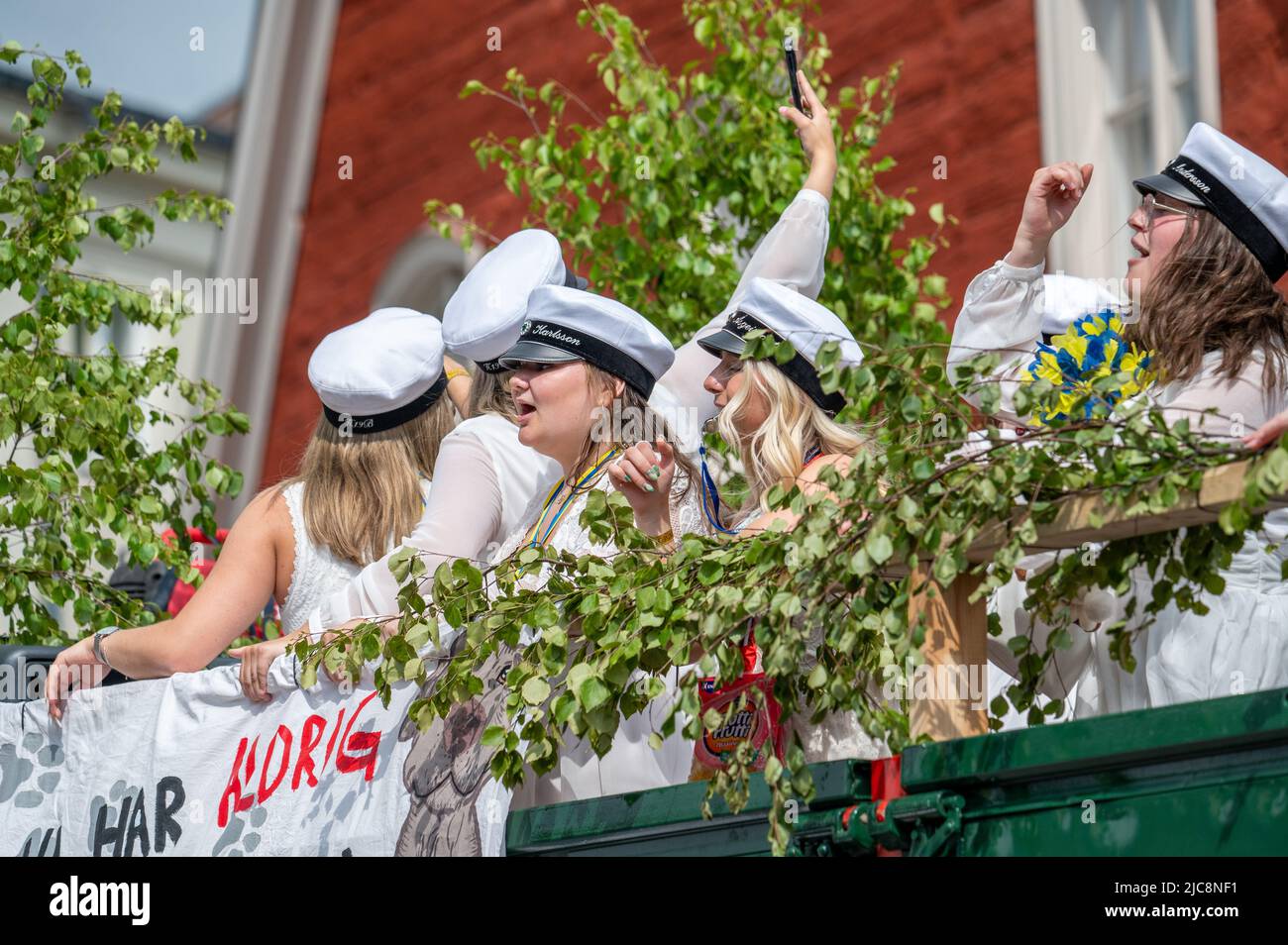 Graduation day from gymnasium in the city center of Norrkoping ...