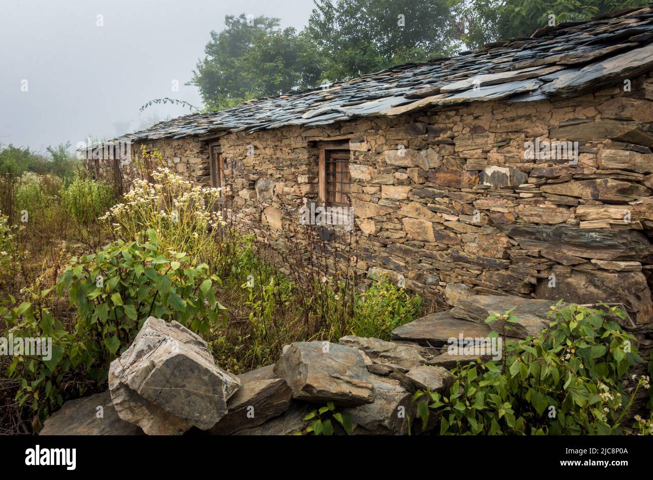 A traditional home in himalayan region of Uttarakhand India made of ...