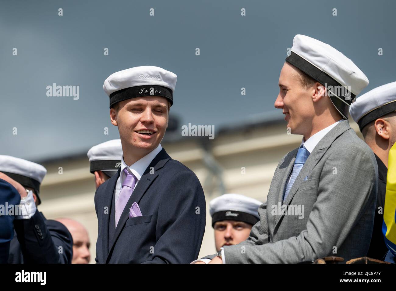 Graduation day from gymnasium in the city center of Norrkoping ...