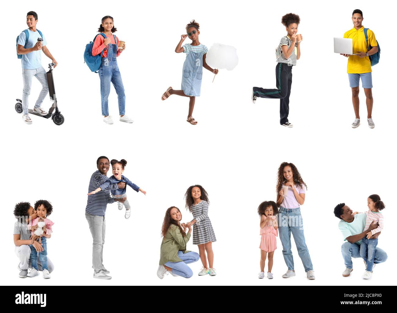 Group of African-American people on white background Stock Photo - Alamy