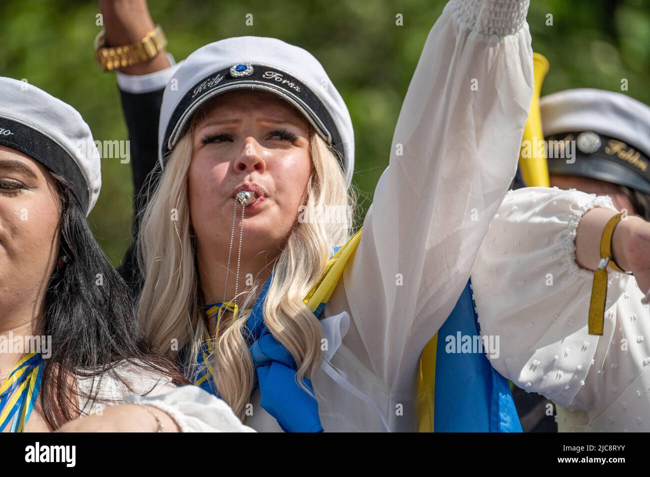 Graduation day from gymnasium in the city center of Norrkoping ...