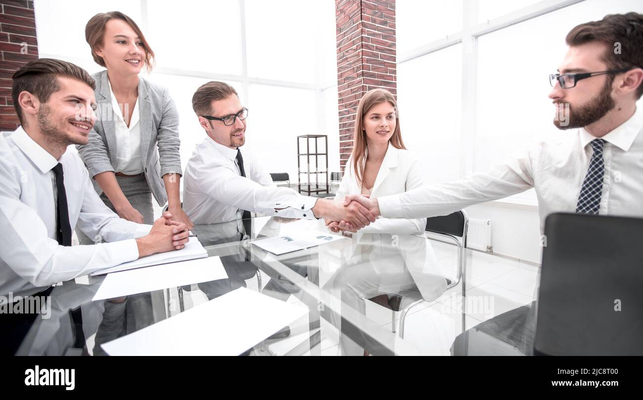 Stylized handshake hi-res stock photography and images - Alamy