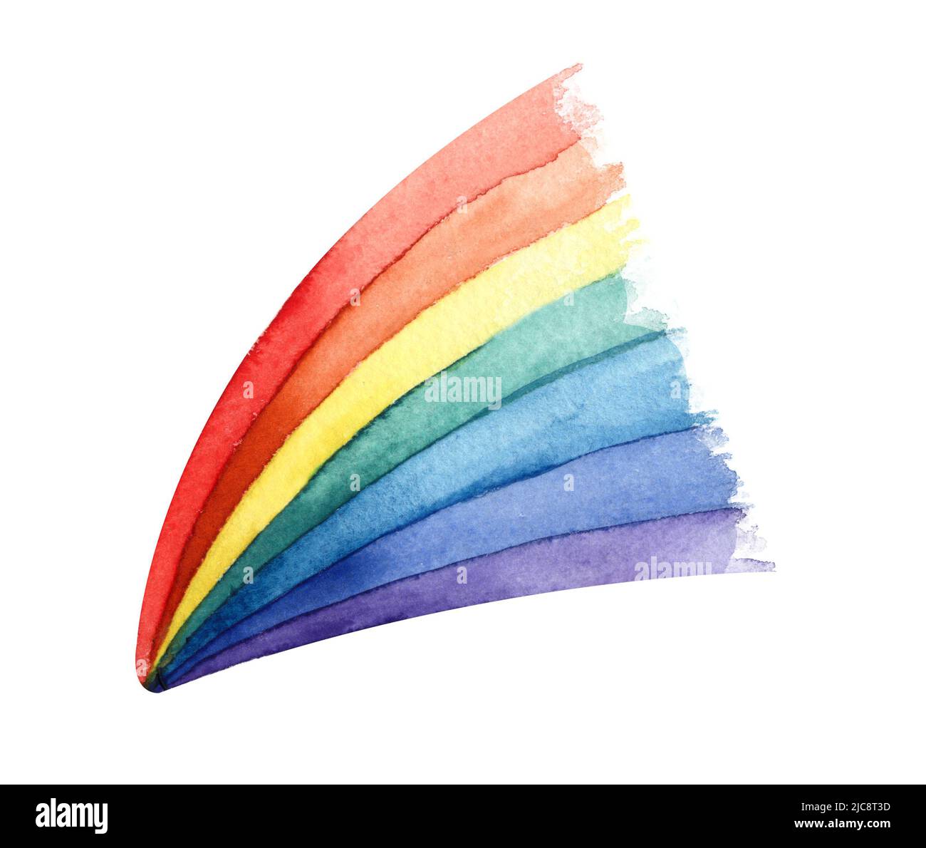 Watercolor rainbow. Hand drawn colors stroke isolated on whitebac ...