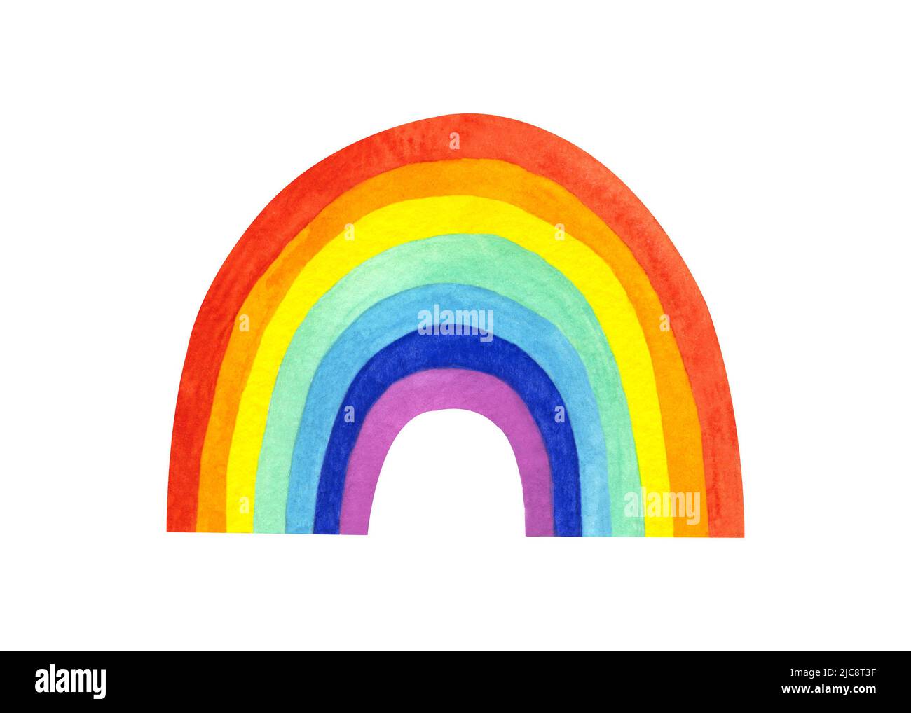 Watercolor rainbow. Hand drawn colors stroke isolated on whitebac ...