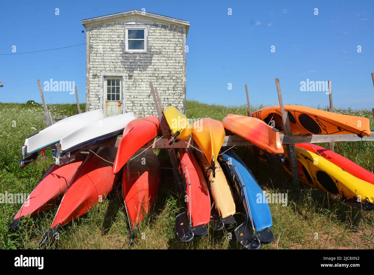 Buildings on sheltered bay near North Rustico, Prince Edward Island ...