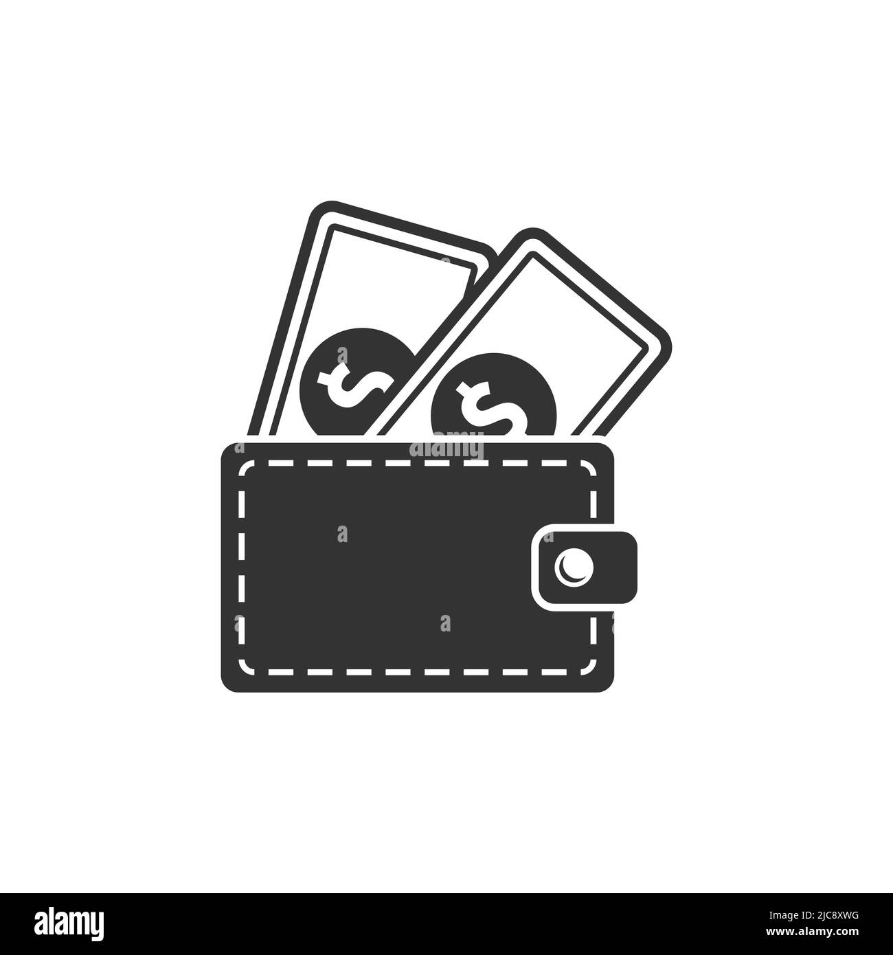 Wallet with money icon in flat style. Online payment vector ...