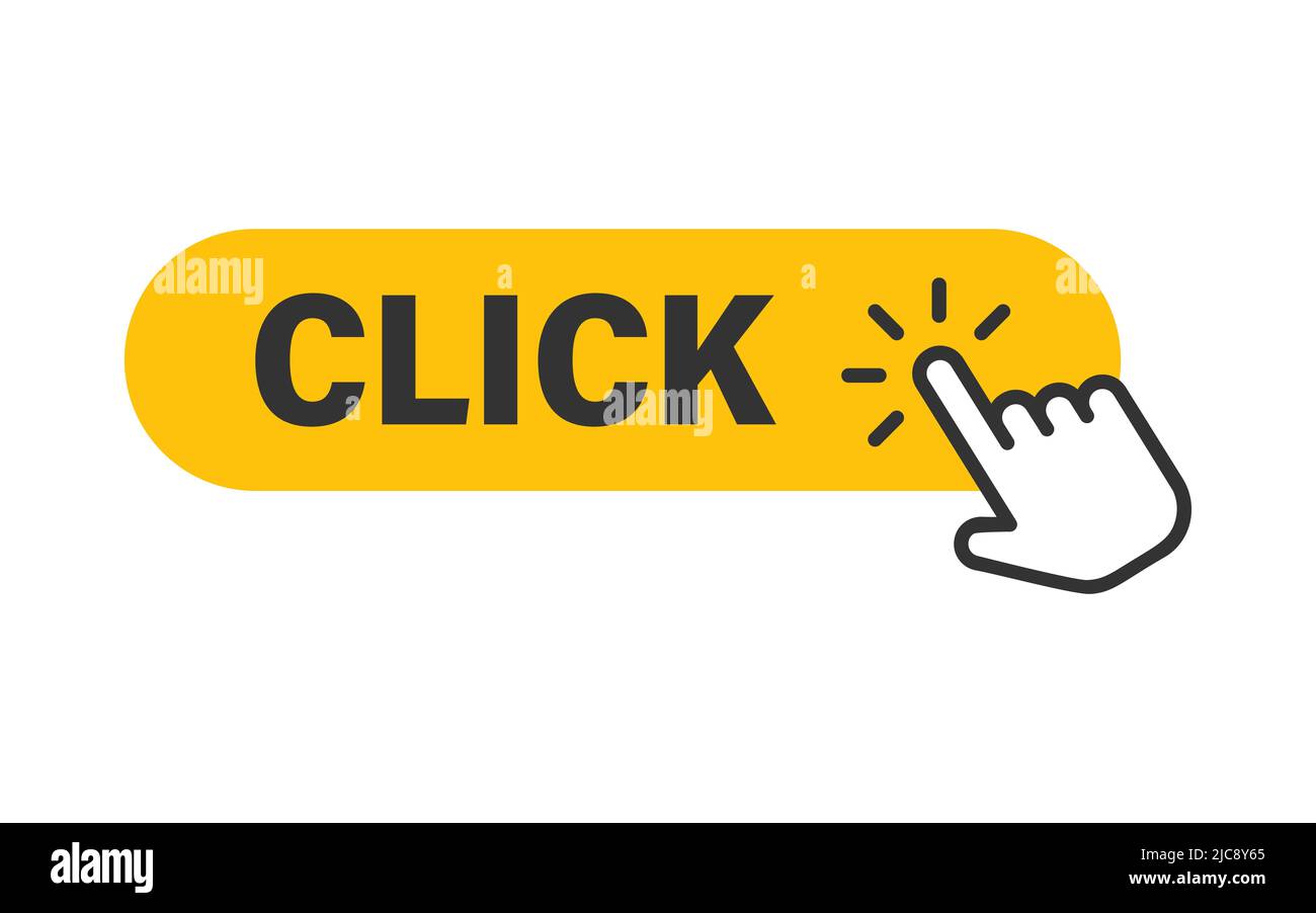 Click here icon in flat style. Pointer clicking vector illustration on ...