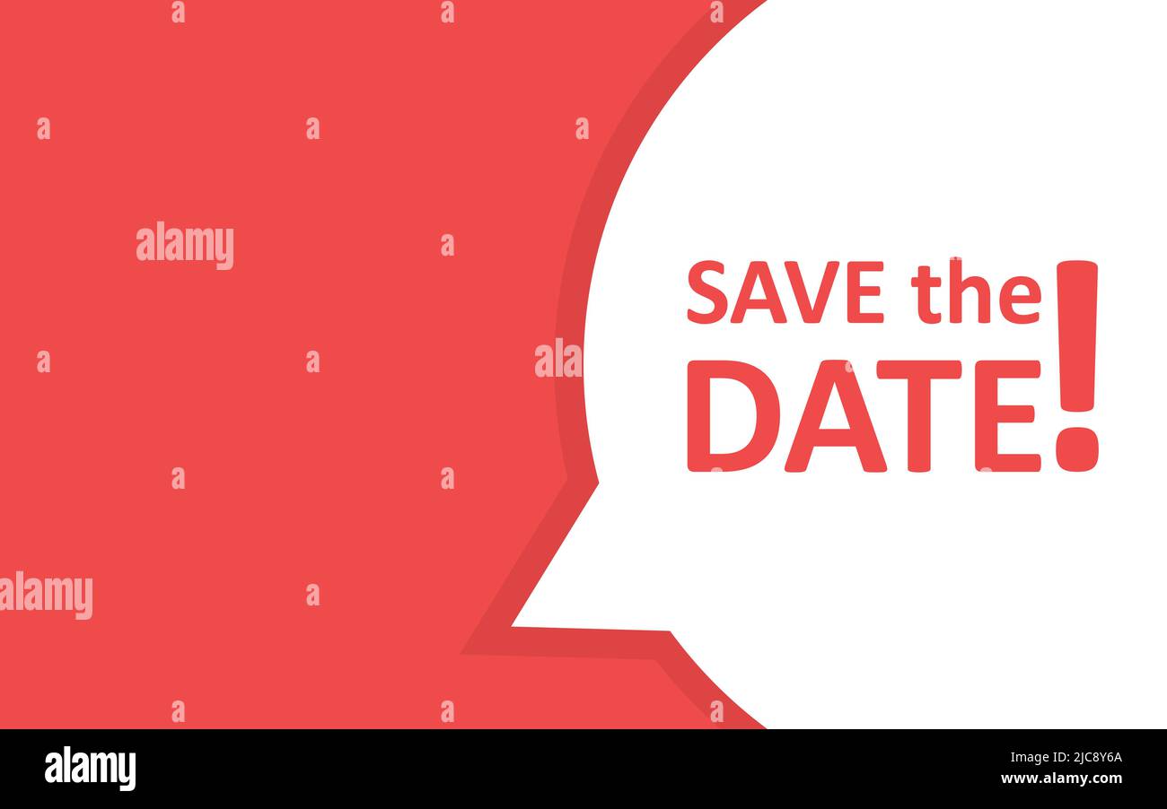 Save the date banner icon in flat style. Compliance message vector ...