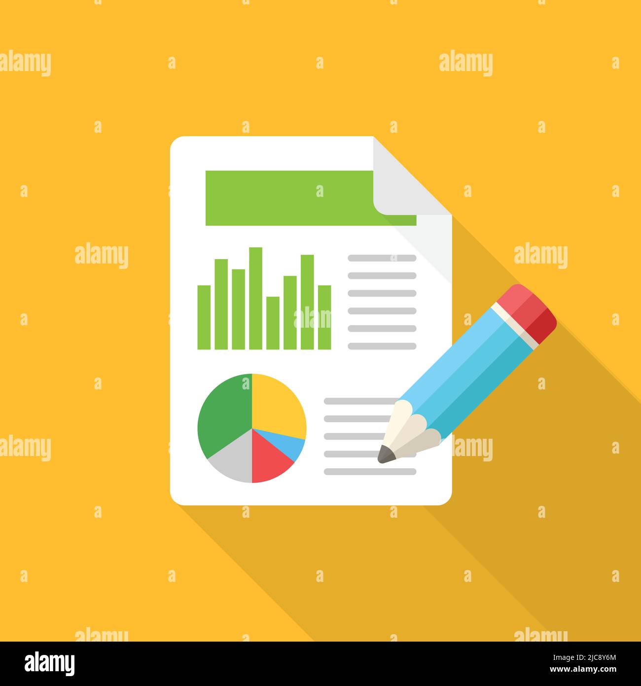 Contract document with pencil icon in flat style. Report vector ...