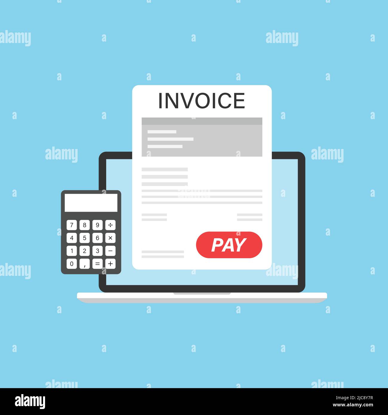 Online digital invoice icon in flat style. Notebook with bills vector ...