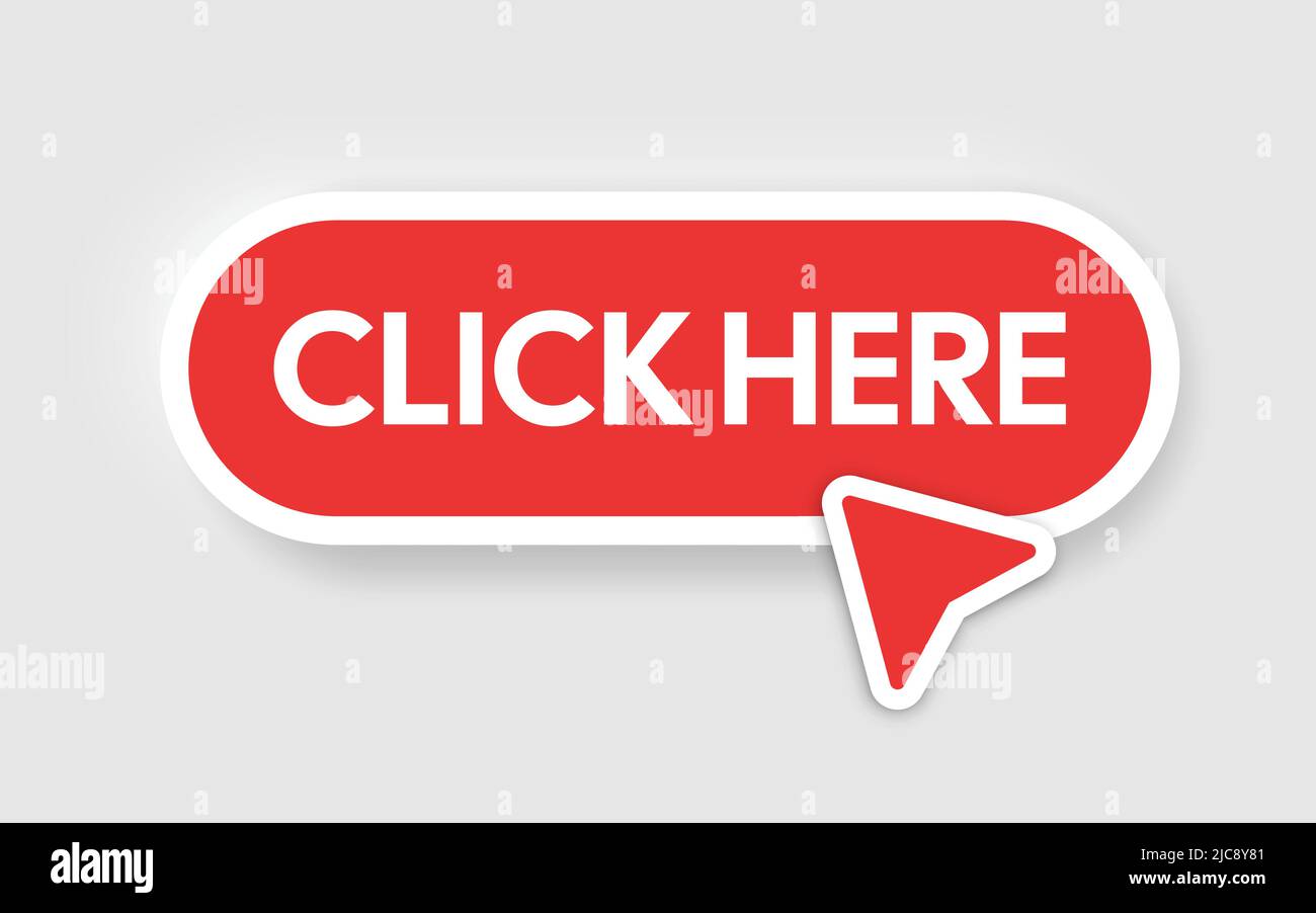 Click here icon in flat style. Pointer clicking vector illustration on ...