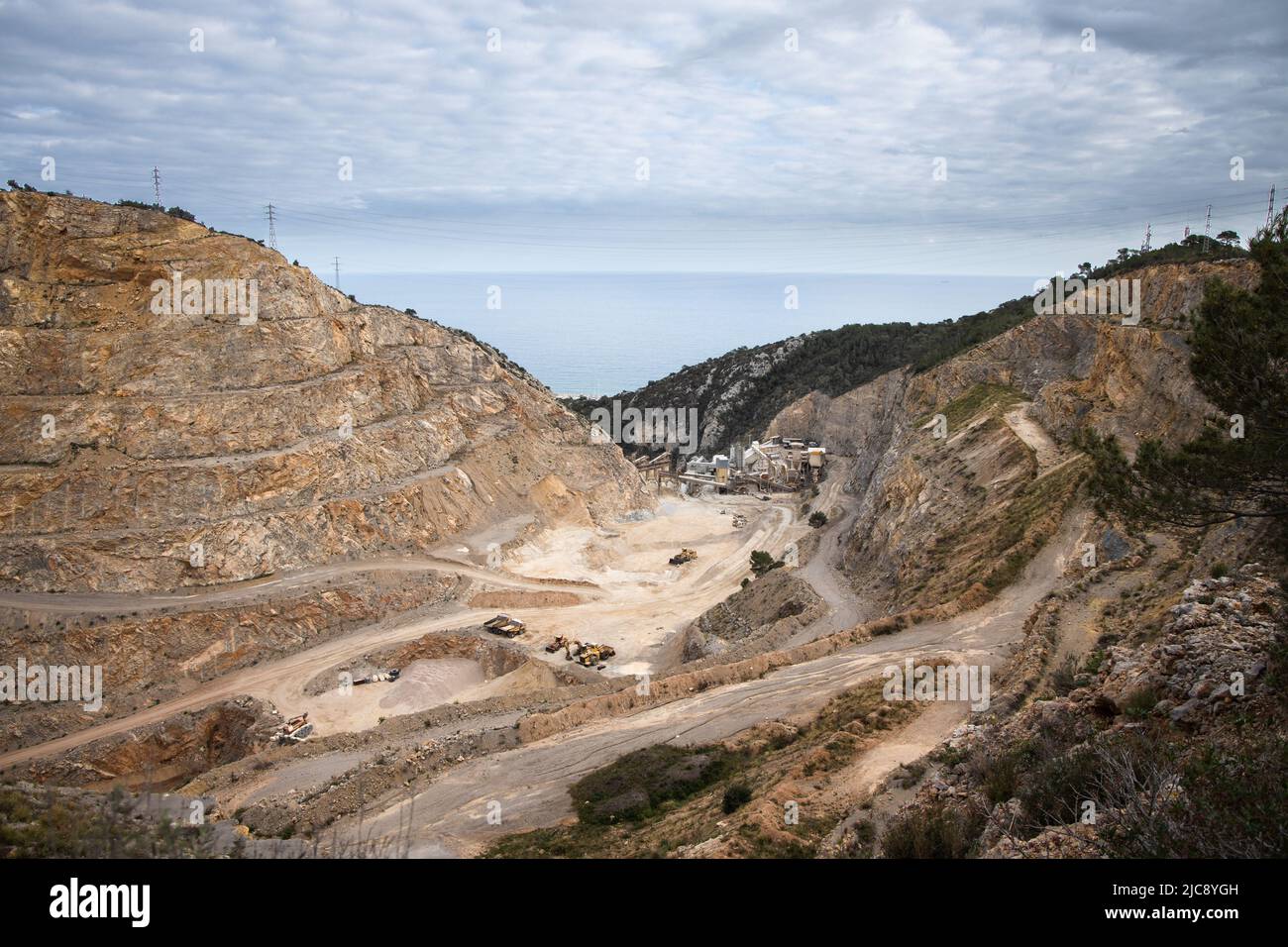 Cement mining quarry in park Garraf, Catalonia, Spain Stock Photo - Alamy