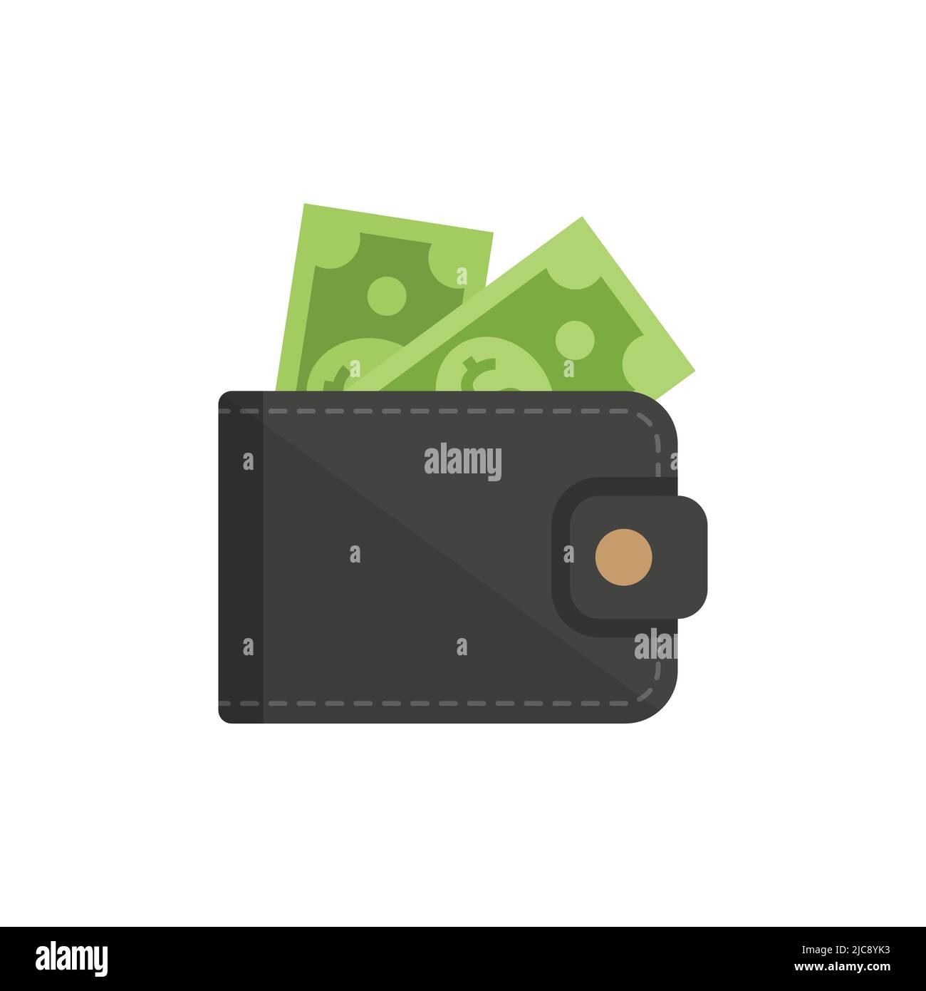 Wallet with money icon in flat style. Online payment vector ...