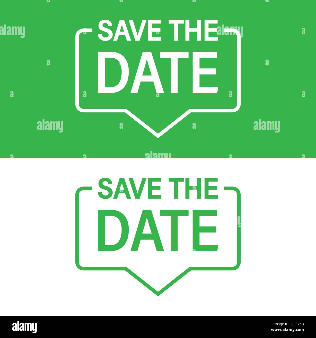 Save the date banner icon in flat style. Compliance message vector ...