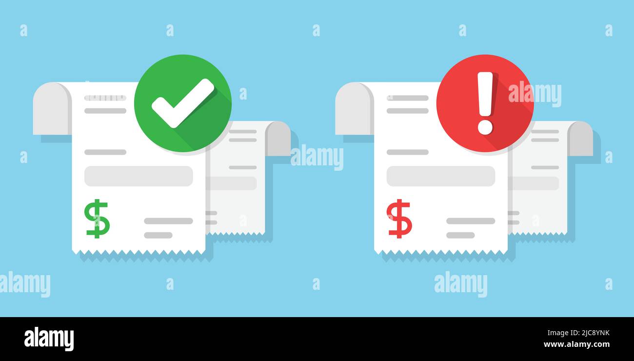 Success and decline payment icon in flat style. Approved, failure money ...