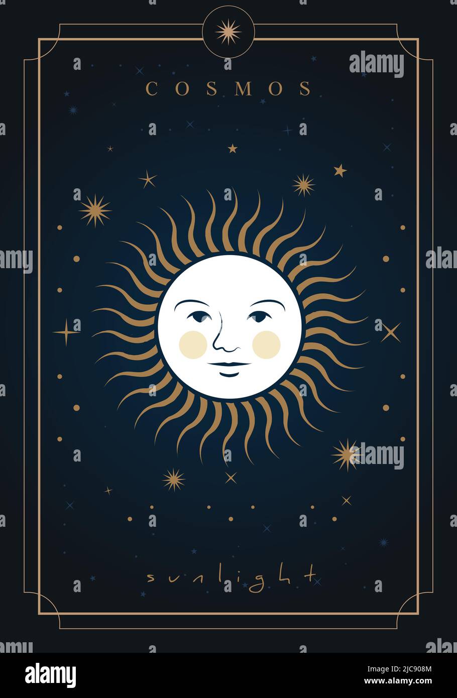 Poster Of Sun Moon And Stars Poster On Starry Cosmos Background Of