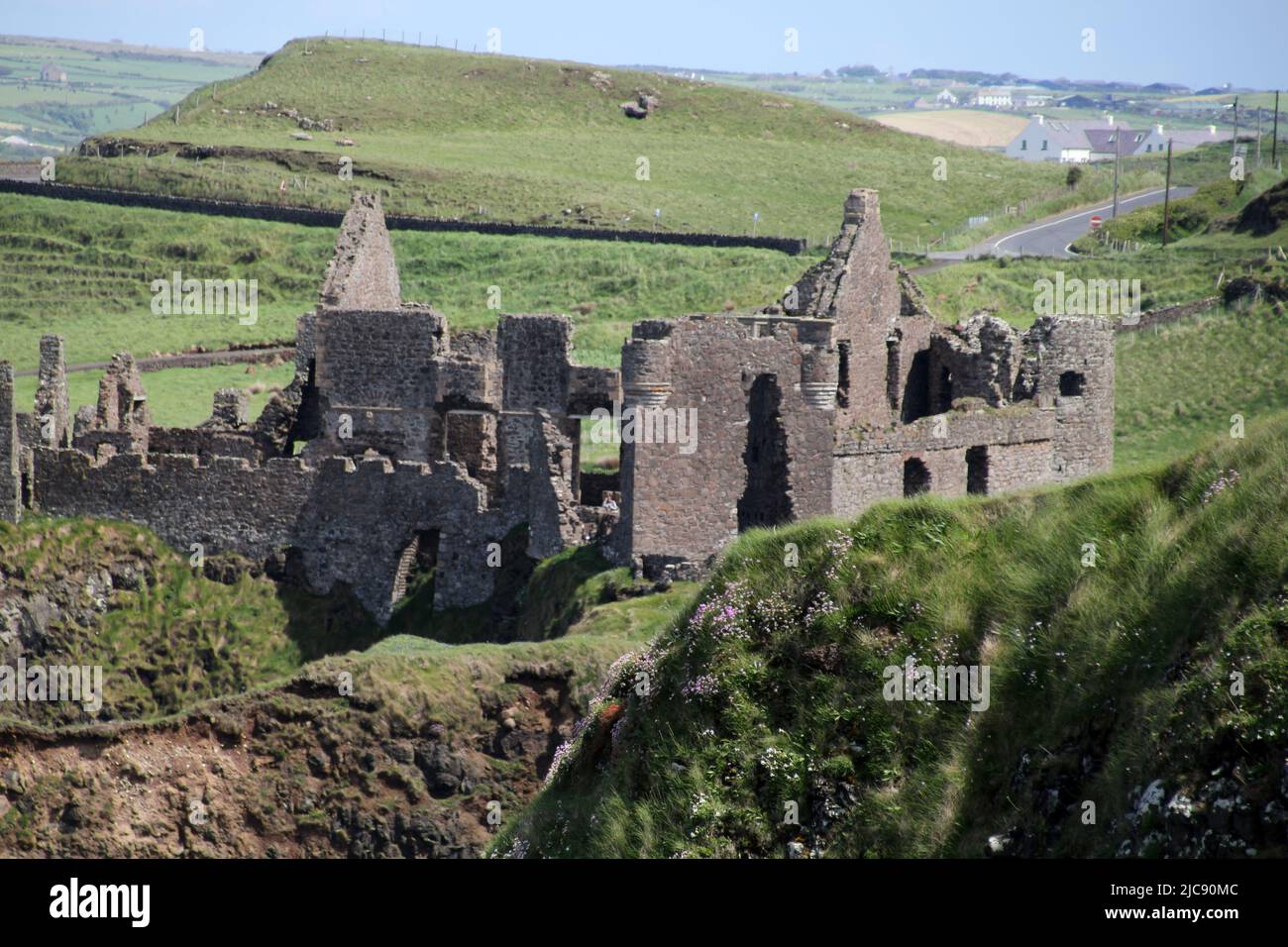 Dunluce Castle ruins of a medieval castle, Northern Ireland Stock Photo ...