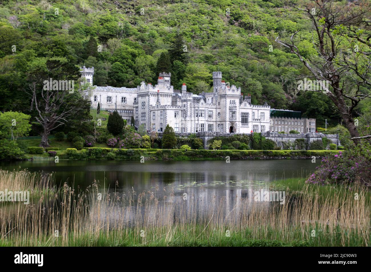 Kylemore Abbey - Kylemore Castle on Pollacapall Lough in Connemara in ...