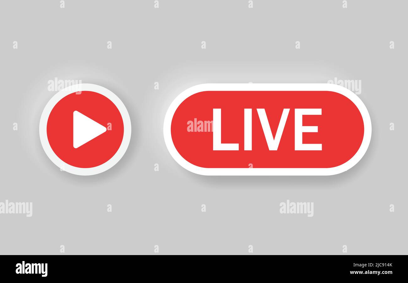 Live stream icon in flat style. Play button vector illustration on ...